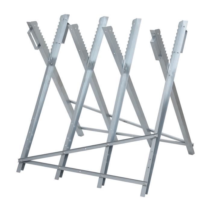 Chevalet de sciage bûche en métal réglable pour couper le bois - IZRIELAR - Pliable - Charge ...