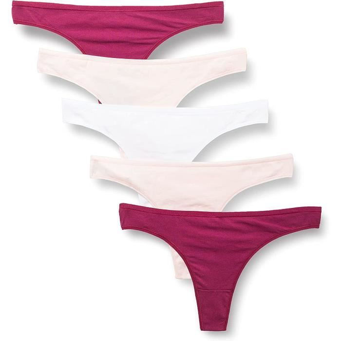 String, Femme, Lot de 5 - Bordeaux-Rose Pâle-Blanc,[Z1411] Noir ...