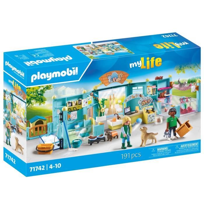 PLAYMOBIL 71742 Hôtel des animaux, soigneurs, chiens et chats, My Life ...