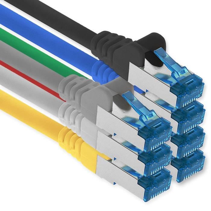 Câble Patch - 7X 0,25M Ethernet, Réseau, Câble Lan Cat6A (Pour Réseaux ...