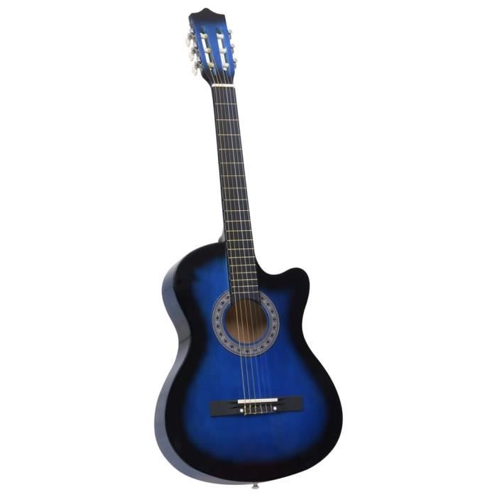 FAN-Guitare découpée classique occidentale 6 cordes Bleu ombré 38 ...
