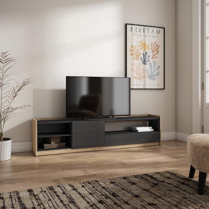 Meuble TV, Banc Télé, Grand espace de Rangement, 207x50x37 cm, Pour les ...