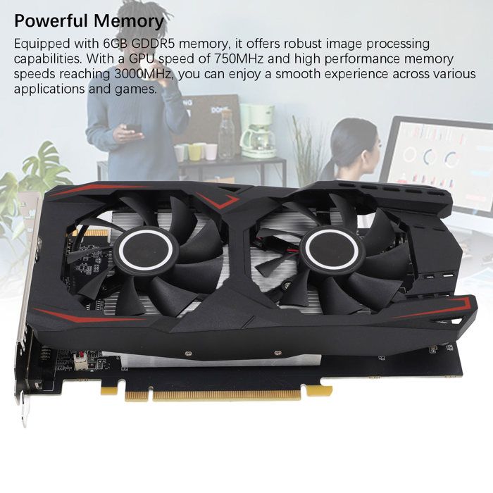 Vvikizy carte graphique GDDR5 6 Go Carte graphique VGA DVI sortie 6GB ...