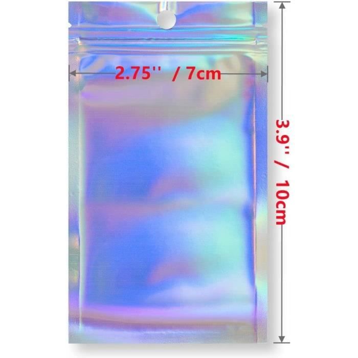 100 Pcs Sachet Holographique Refermable, Sac Mylar Alimentaire, Sachet ...