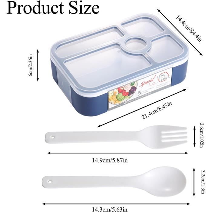 Lunch Box Avec 5 Compartiments Boite Bento Pour Enfant Adulte Durable ...
