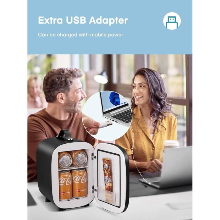 FOHERE Mini frigo 5 L noir – USB / AC / DC, faible bruit, étagère ...