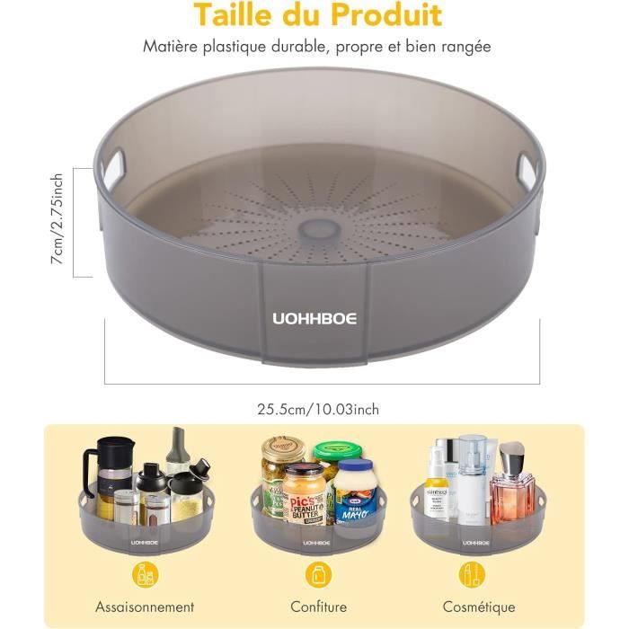 UOHHBOE Plateau Tournant 360° Rotative Porte-épices Condiment Rangement ...