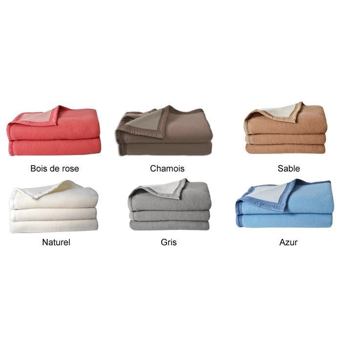 Couverture double face en 100% laine - Azur - 240 x 260 cm - Cdiscount ...