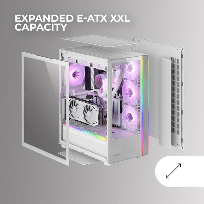 Mc-Ultra Blanc, Tour Gaming Custom Xxl E-Atx, Double Bande Led Argb ...