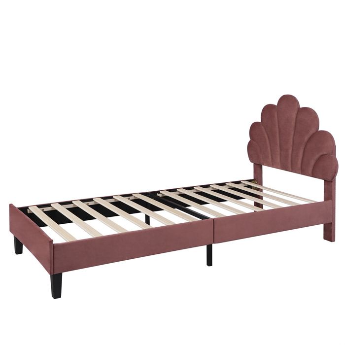 Lit enfant 90x200 cm avec Tête de Lit en Forme de Fleur, Lit capitonné ...