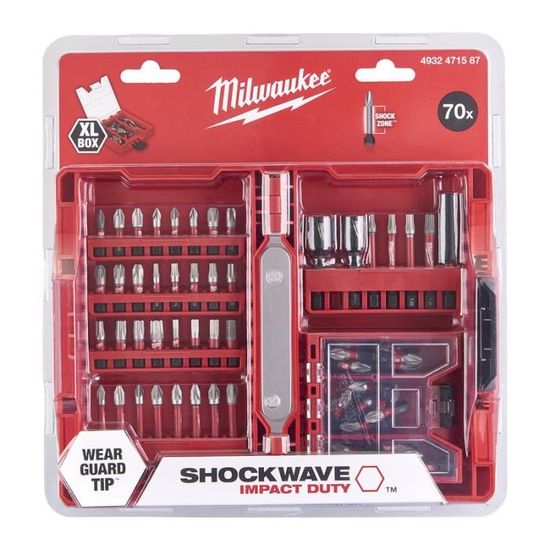 Set d'embouts Shockwave GEN 3 MILWAUKEE - 70 pièces - 4932492007 ...