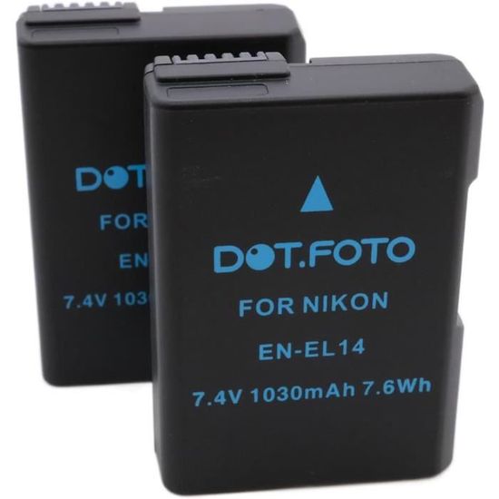 2 x EN-EL14, EN-EL14a Premium 7.4v - 1030mAh Batterie Rechargeable pour ...
