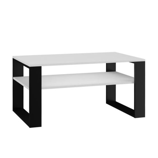 Table Basse - VIVALDI - Modern III - Blanc Noir - 90 cm - Design ...