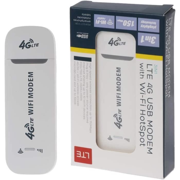 AERVEAL Routeur WiFi, Adaptateur réseau Modem USB 4G LTE avec Carte SIM WiFi Hotspot routeur ...