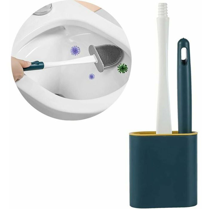 Balayette WC en Silicone Brosse Toilette Anti-Goutte Flexible Vert PZCC ...