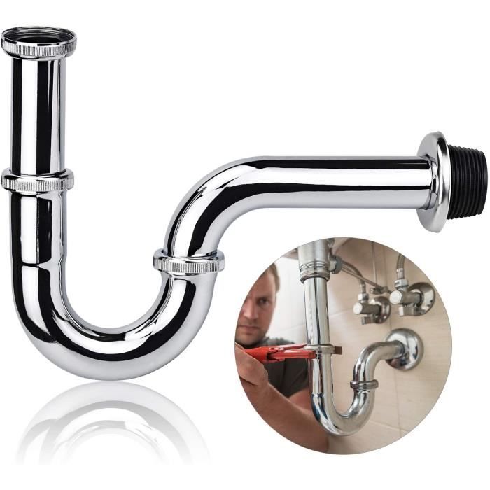 Siphon de Lavabo UniverselSiphon flexible Tube de Siphon Chromé Anti ...