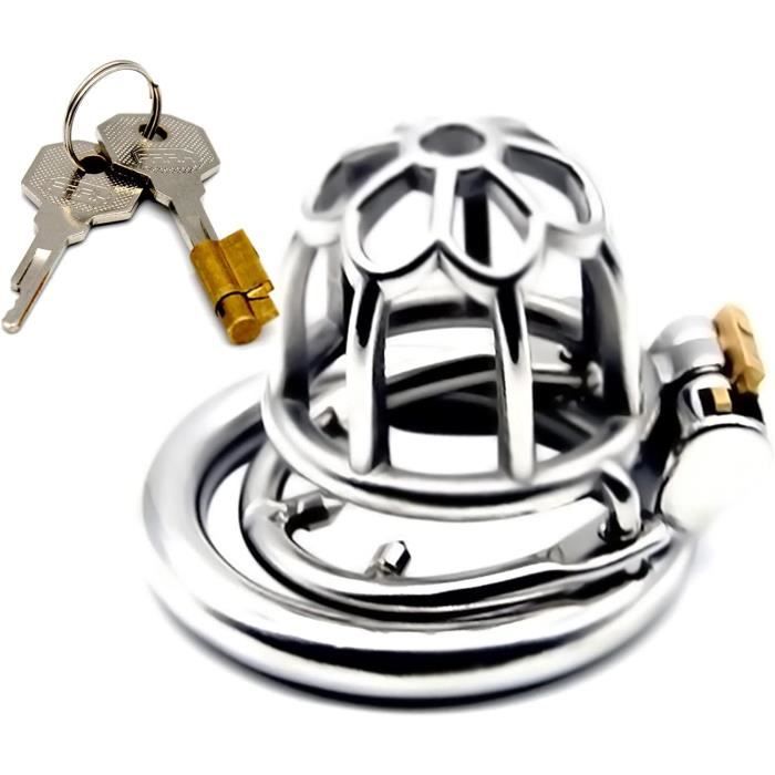 Cage De Chasteté Métal Homme Avec Anneau Anti-Décrochage Jouet Sexuelle ...