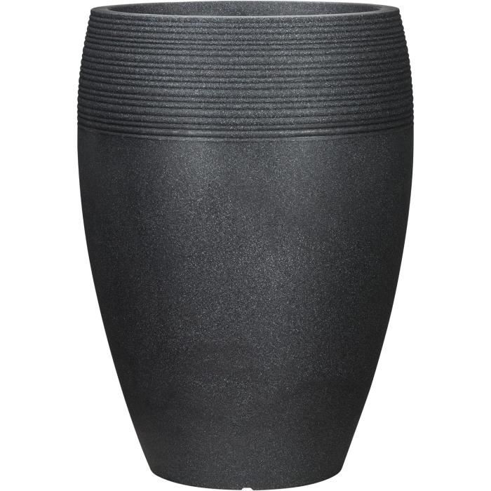 Pot de fleurs - Granit Noir - Ø 39 cm - Avec réserve d'eau - 15 L ...