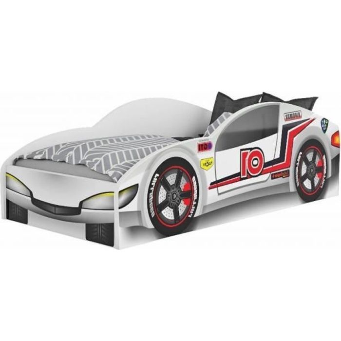 Lit de voiture avec matelas et sommier à lattes Auto Car 140x70 - lit d ...