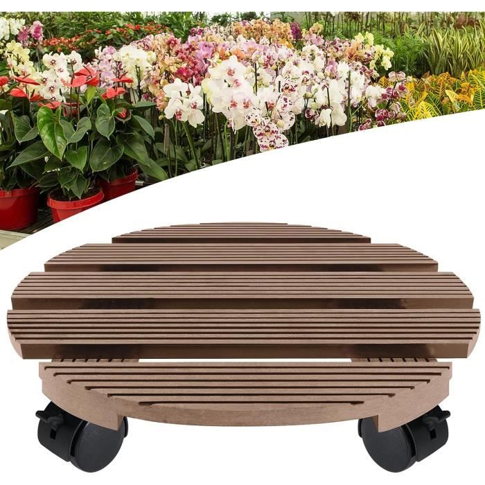 NAIZY WPC Plateau à Roulettes rond rouleau pour plantes pot de fleurs ...