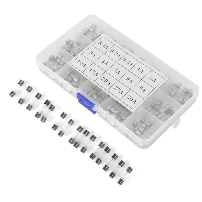 Fusibles en verre - SALALIS - Kit de 150 fusibles - 0,1A à 30A - Haute qualité - Résistance à ...
