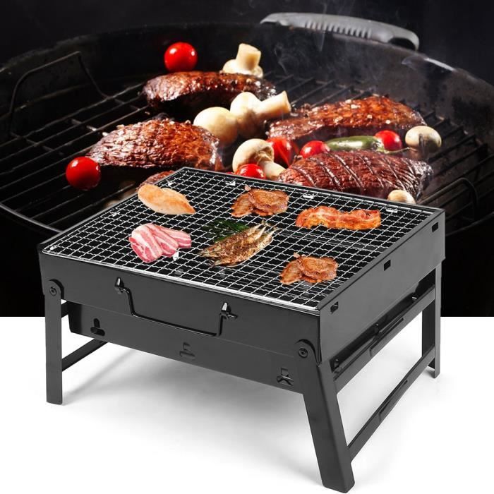 Barbecue portable - SHIPENOPHY - Pliable en acier inoxydable - 35x27x19,5 cm - Pour 4 personnes ...