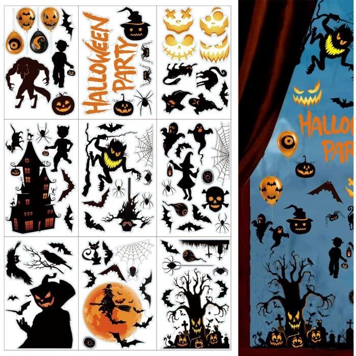 Halloween Fenêtre Autocollants, Halloween Stickers, Halloween Décorations, Double Face Statique ...