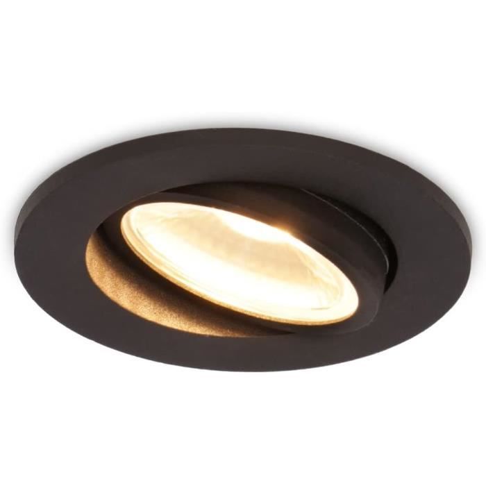 HOFTRONIC Sierra - Spot LED Encastrable Extra Plat - 360° Orientable Noir - IP65 étanche pour ...