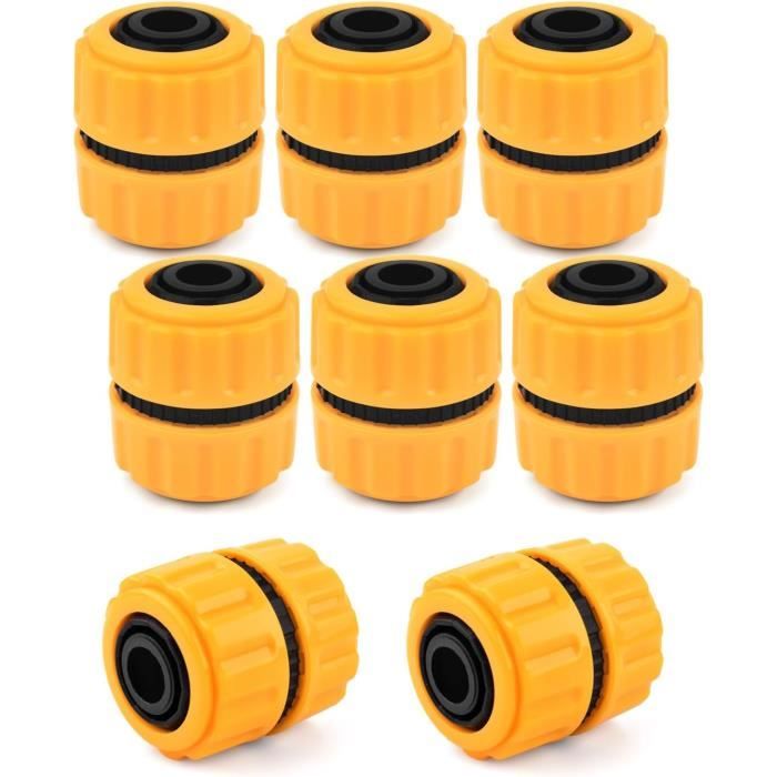 Lot de 8 raccords de tuyau - Double fiche - 3-4" - Pour tuyau d'arrosage - Rallonge - En ...