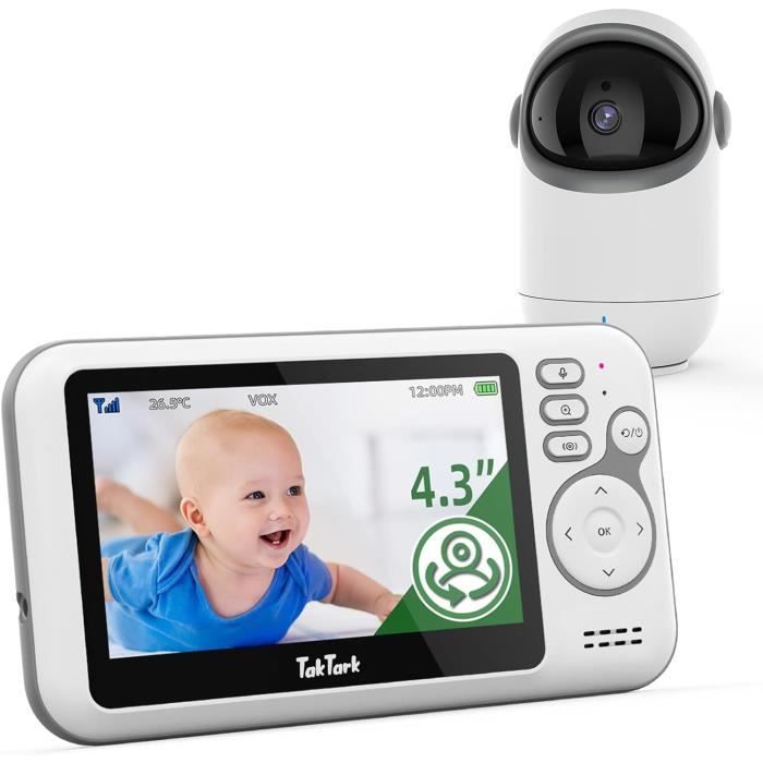 TakTark Babyphone Camera, 4.3'' Video Babyphones Caméra avec 300° Pan ...