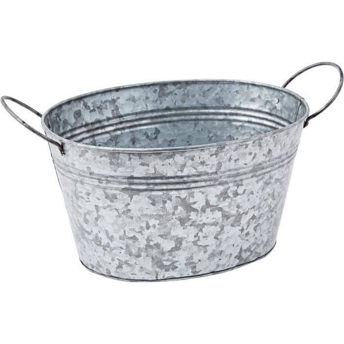 Pots en Zinc en Lot de 4, seaux galvanisés pour Jardin, ovales, bacs à ...