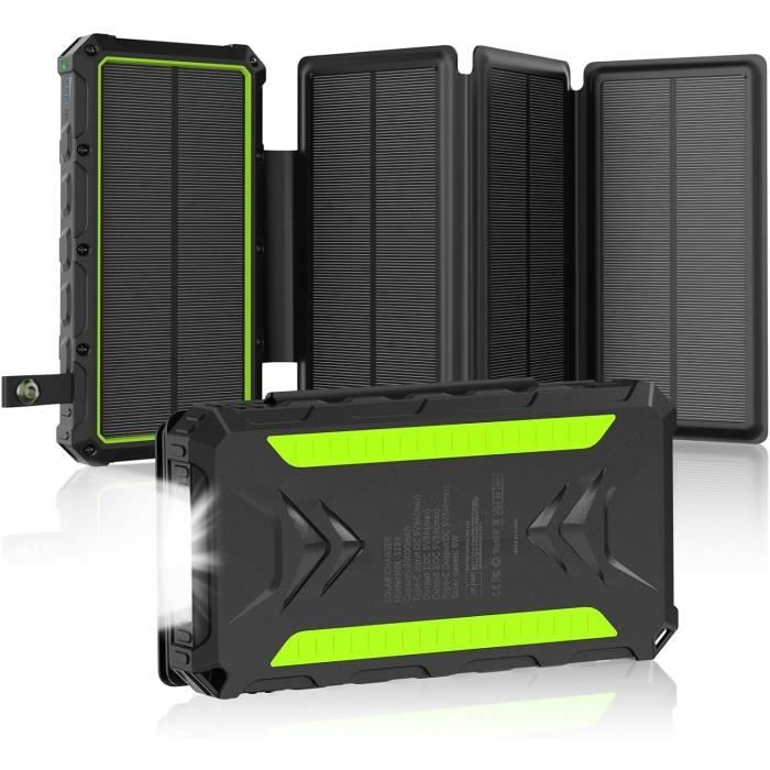 Powerbank Solaire 20 000 Mah, Chargeur Solaire 3 A, Charge Rapide Avec ...