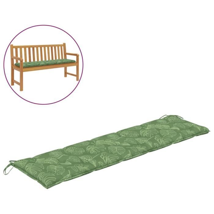 UNE Coussins de banc 2 pcs motif de feuilles 180x50x7 cm tissu AB361732 ...