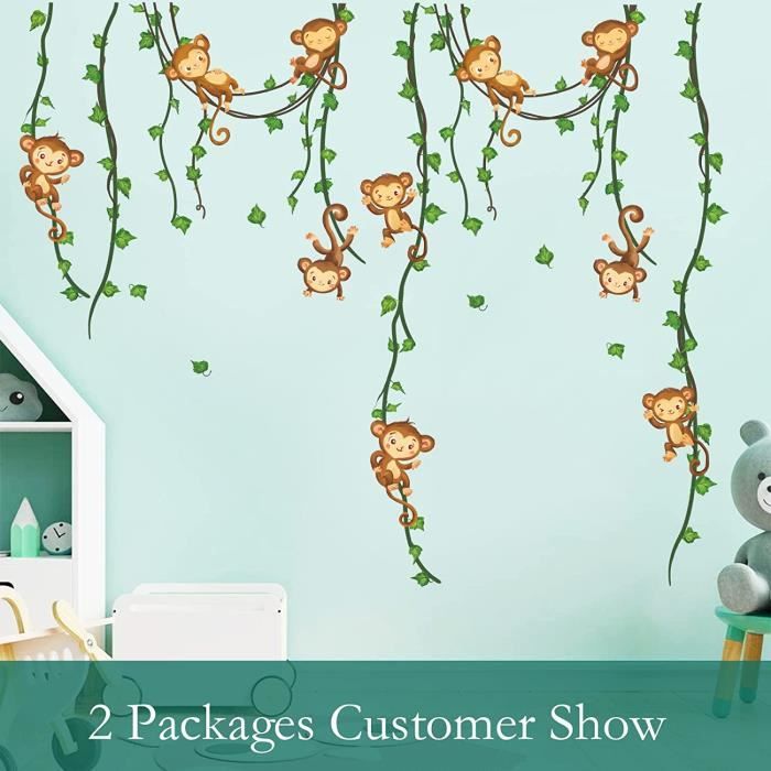 Stickers muraux Singe Arbre Autocollants Muraux Mural Stickers Animaux ...