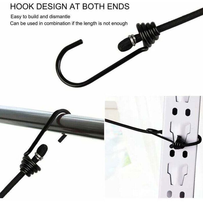 Étendoir linge extérieur corde télescopique 180-340 cm 12 clips cintres ...
