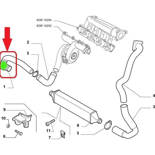 Durite de Turbo pour Alfa Romeo Mito Fiat Grande Punto 51838612 ...