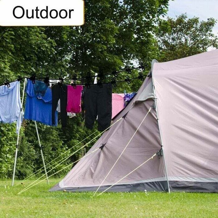 Étendoir linge extérieur corde télescopique 180-340 cm 12 clips cintres ...