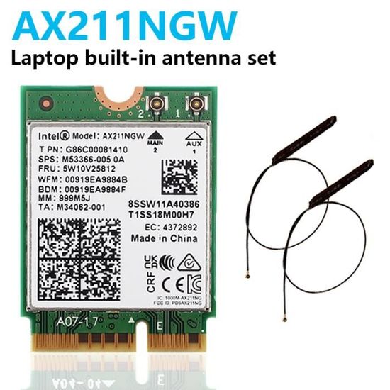 Antenne AX211 - Wi Fi6E Intel AX211 M.2 clé E CNVio2 carte Wifi ...