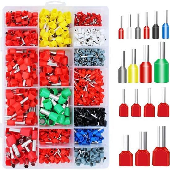 1200 Pcs Embouts De Câblage Set Connecteur Electrique Cosse À Sertir ...