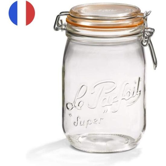 Le Parfait Super - Lot de 6 Bocaux avec Couvercle 1 L, Bocaux en Verre ...