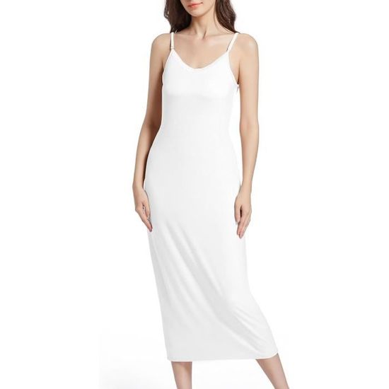 Fond de Robes Longue Femme Modal Jupon sous Robe Bretelles Slip Elégant ...