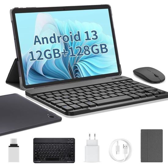 2024 Tablette Tactile 10,1 Pouces Android 13 Gms,2 En1 Tablet Pc Avec Clavier 12Go Ram 128Go-1Tb ...