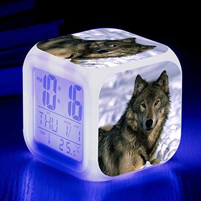 Animal Loup Réveil Intelligent Led Horloge Numérique Projecteur Coloré ...