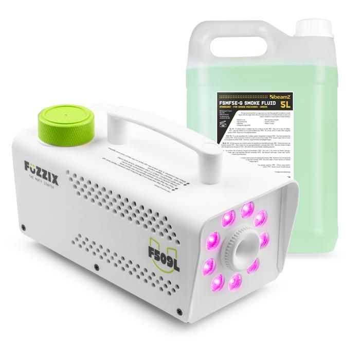 Fuzzix F509LW Pack Machine à Fumée 500W 9 LEDs RGB Blanche + 5 L ...