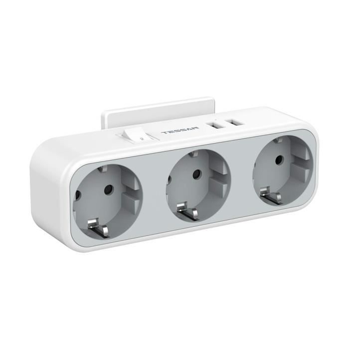 TS-322-DE-GR Ue Plug-TESSAN-Multiprise EU KR avec prises secteur et ...