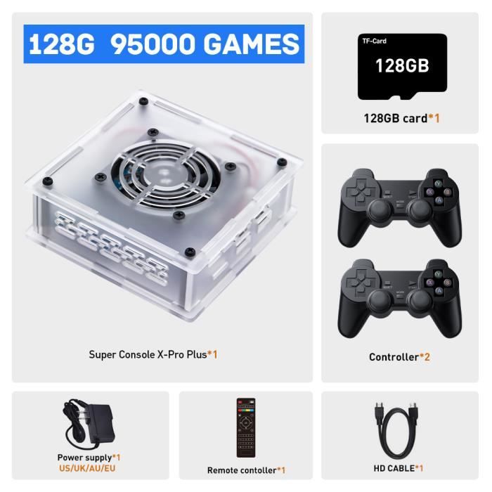 Blanc-128g-706w-2 - Console de jeu vidéo rétro Super X Pro Plus, 117000 ...