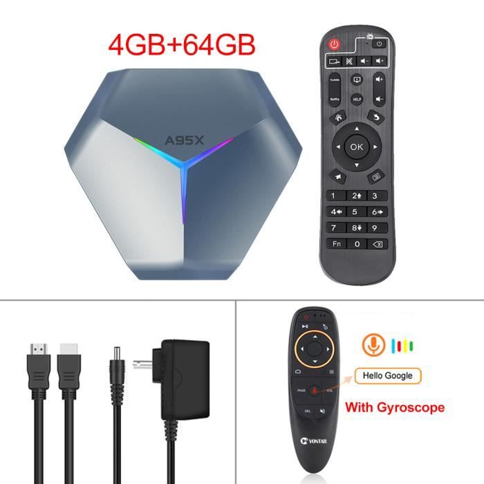 4G64G G10 - A95X F4 Amlogic S905X4 RVB Lumière Boîte de TÉLÉVISION ...