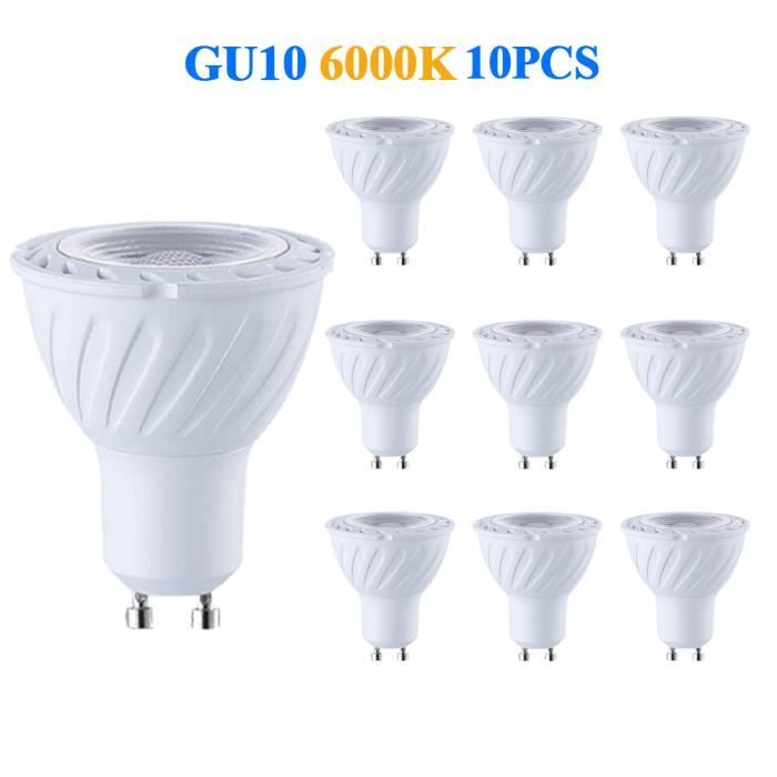 10PCS Ampoules LED GU10,5W éQuivalent 50W,500Lm,Blanc Froid 6000K,60° Larges Faisceaux,Ampoules ...