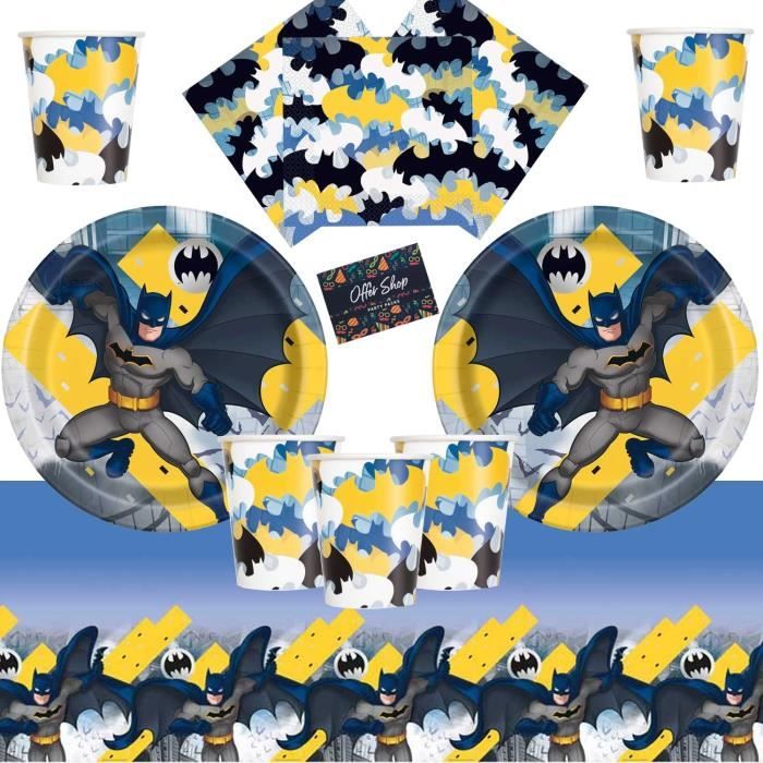 Dark Knight Batman Party Supplies Kit de Vaisselle pour 16 invités ...