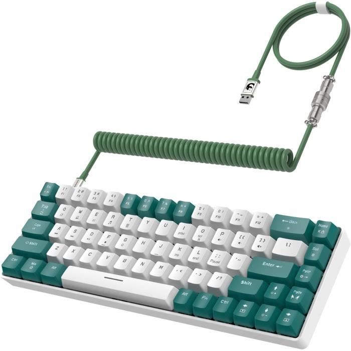 T8 Clavier de Jeu 60%,Mini Clavier Mécanique Filaire Compact 68 Touches ...